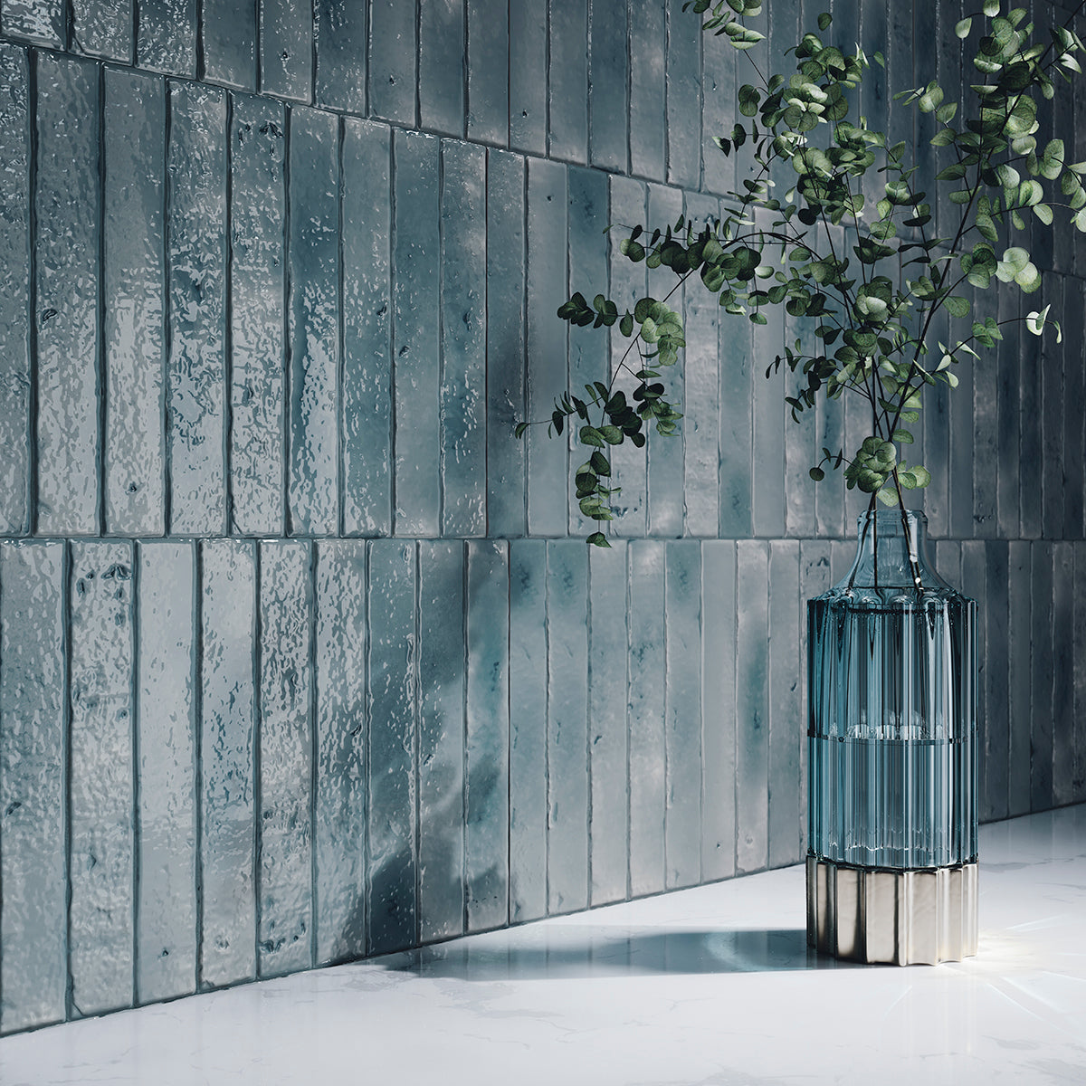 Brutalist Lake Glossy: Elegant Ceramic Wall Tiles - Violetti Tiles